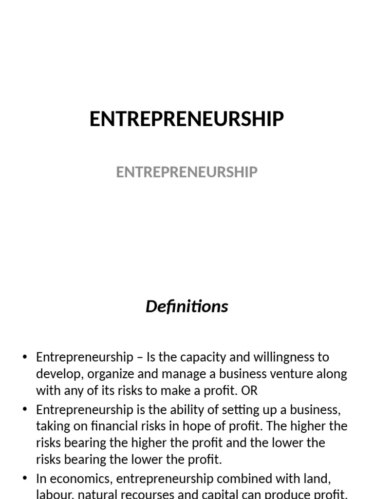 Entrepreneurship Form One | PDF | Entrepreneurship | Employment