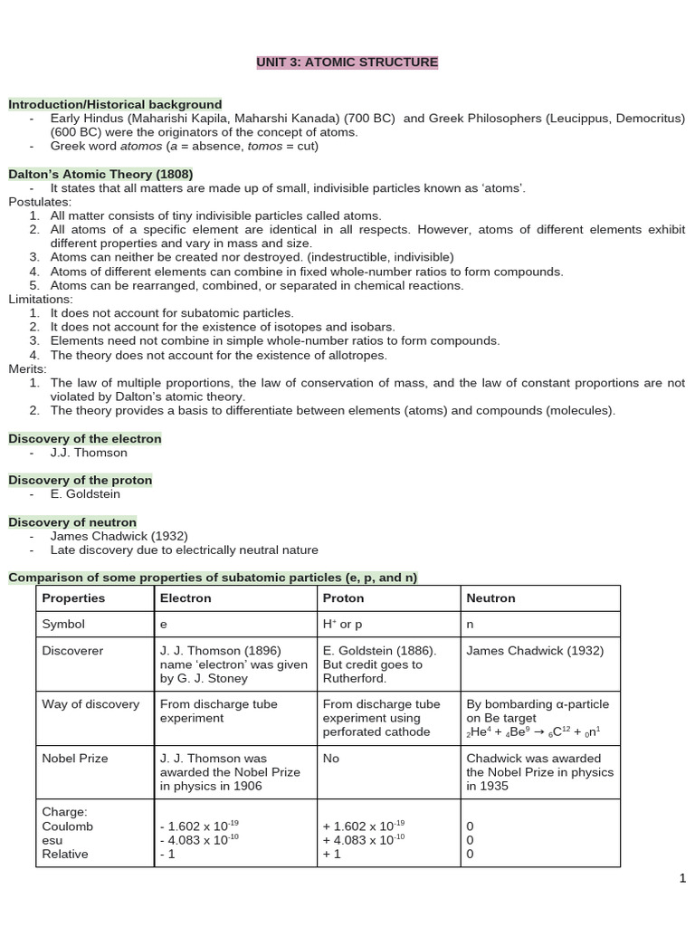 Study Material of Atomic Structure | PDF | Atomic Orbital | Electron ...
