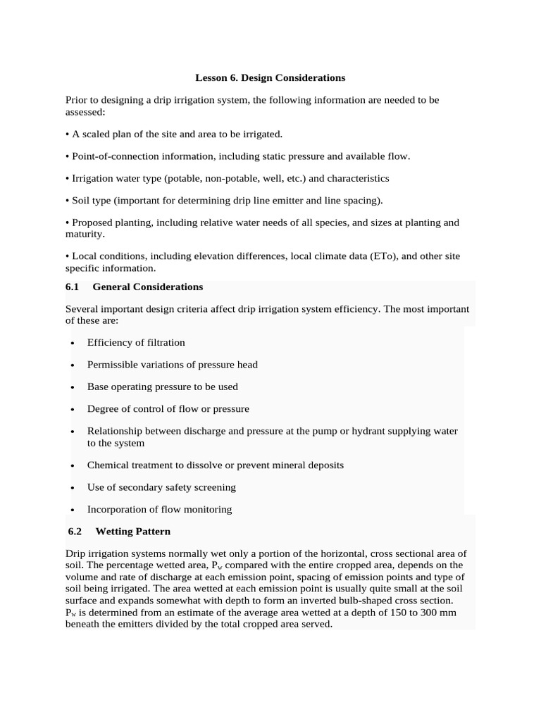 Design Criteria For Drip | PDF | Evapotranspiration | Soil