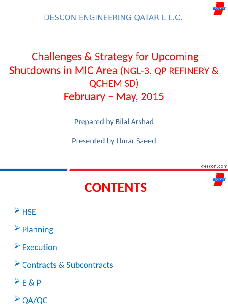 Combined Presentation For Mesaieed SDs 2015 | PDF | Crane (Machine) | Valve
