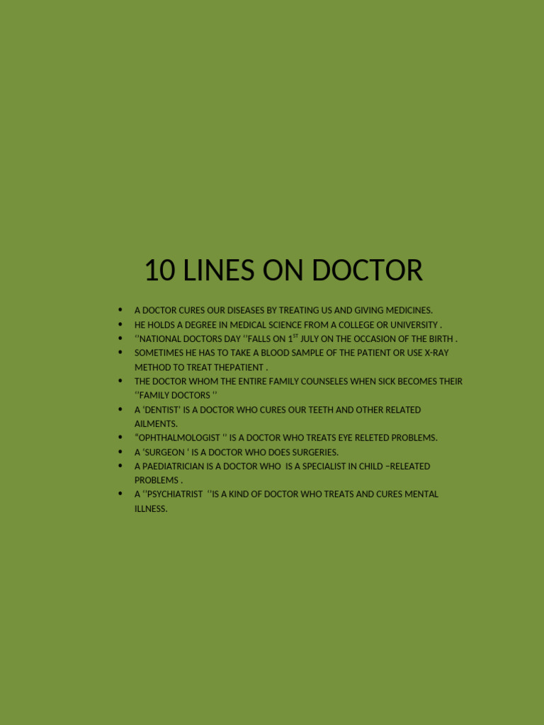 10 Lines On Doctor | PDF