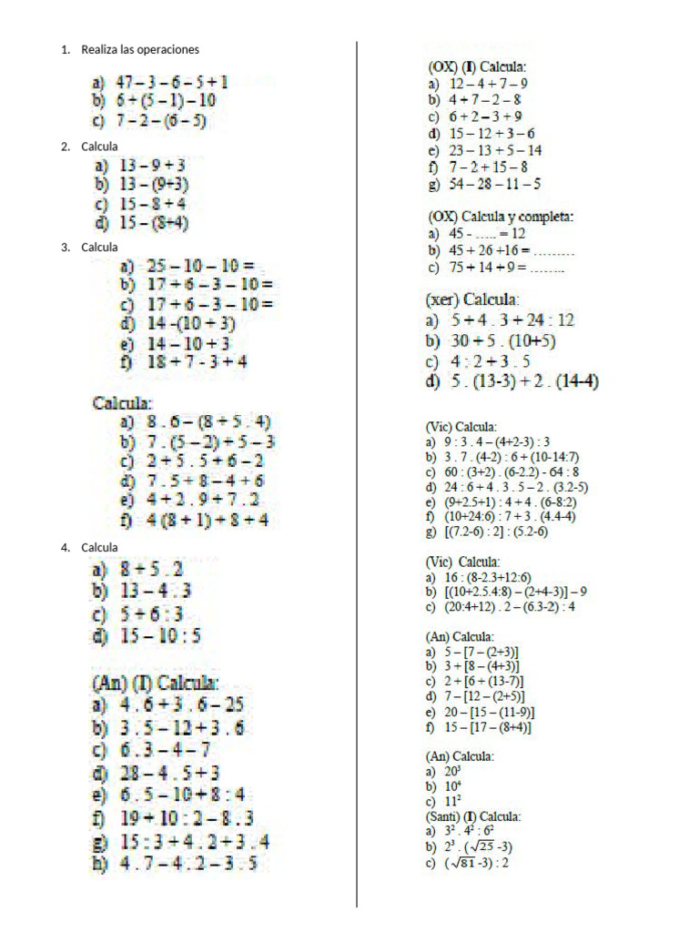 Realiza Las Operaciones | PDF