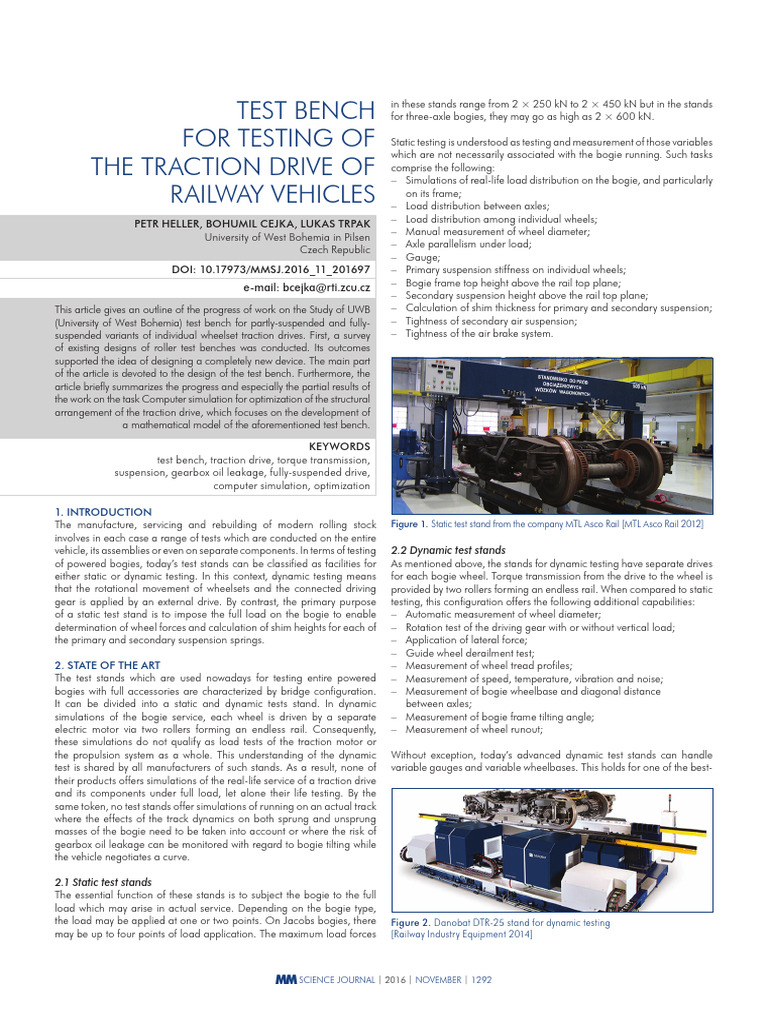 Test Bench for Testing of the Traction D | PDF | Axle | Gear