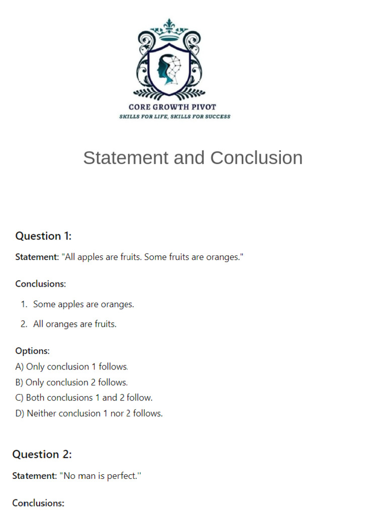 Statement and Conclusion | PDF