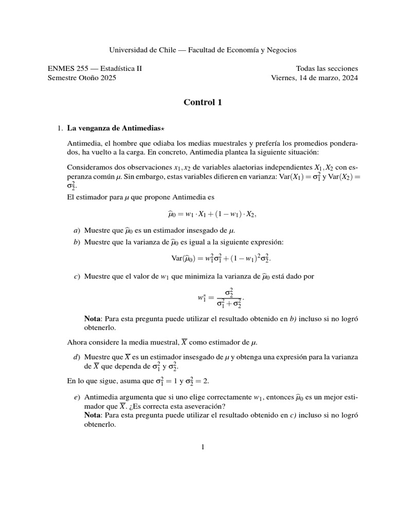 Ejercicios de Control Estadistica | PDF | Estimador | Diferencia