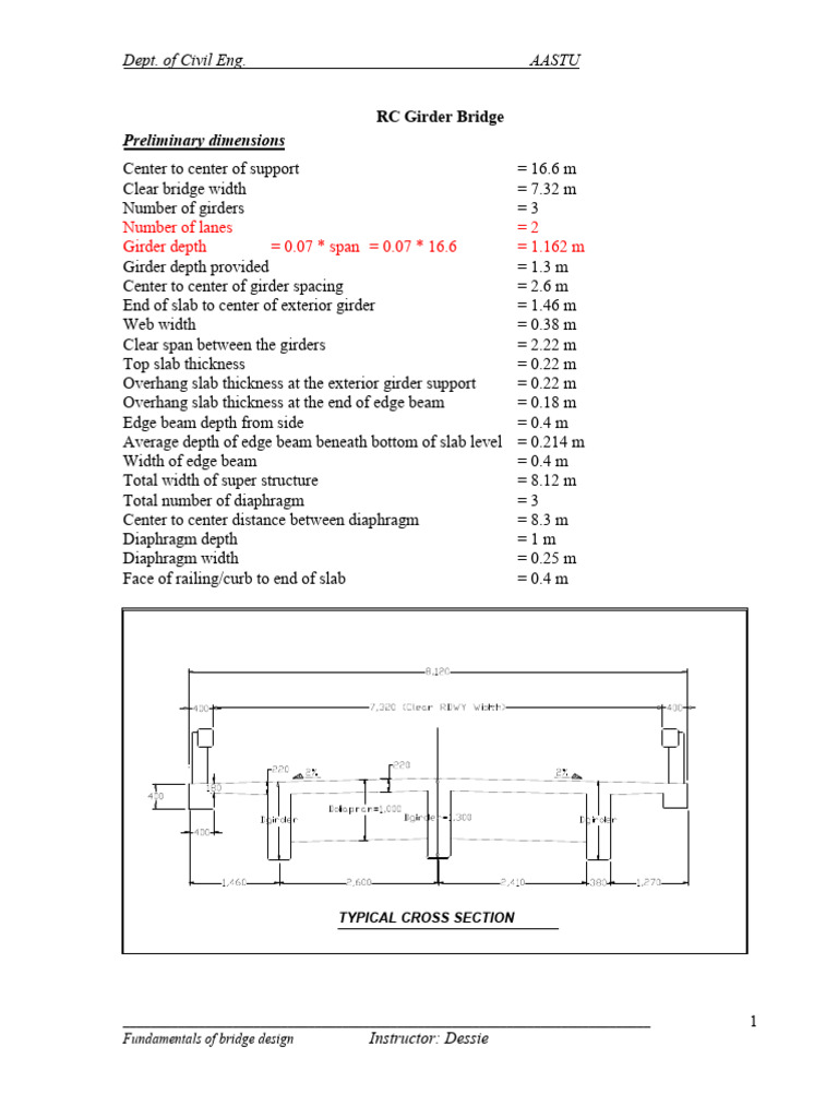 Project and RC Girder Bridge Example | PDF | Beam (Structure) | Young's ...