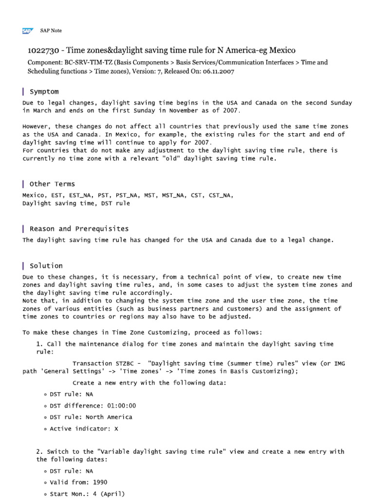Daylight Saving Rule | PDF