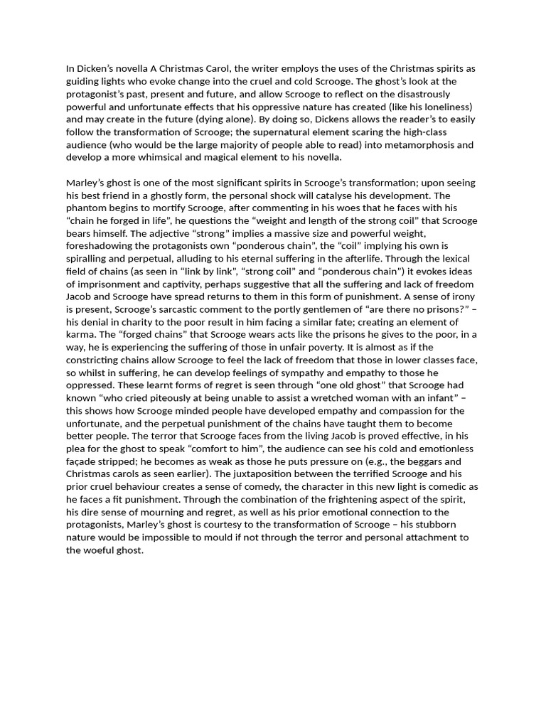 A Christmas Carol Ghost's Essay | PDF | Ebenezer Scrooge | Jacob Marley