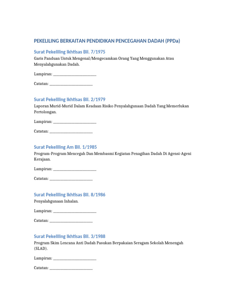 Pekeliling PPDa KPM | PDF