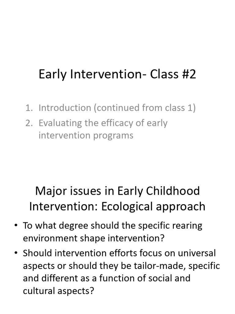Class 2 - Early Intervention | PDF | Risk | Attachment Theory