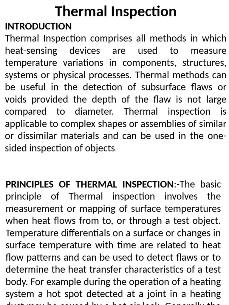 Module 3a -Thermal inspection | PDF | Thermography | Heat Transfer