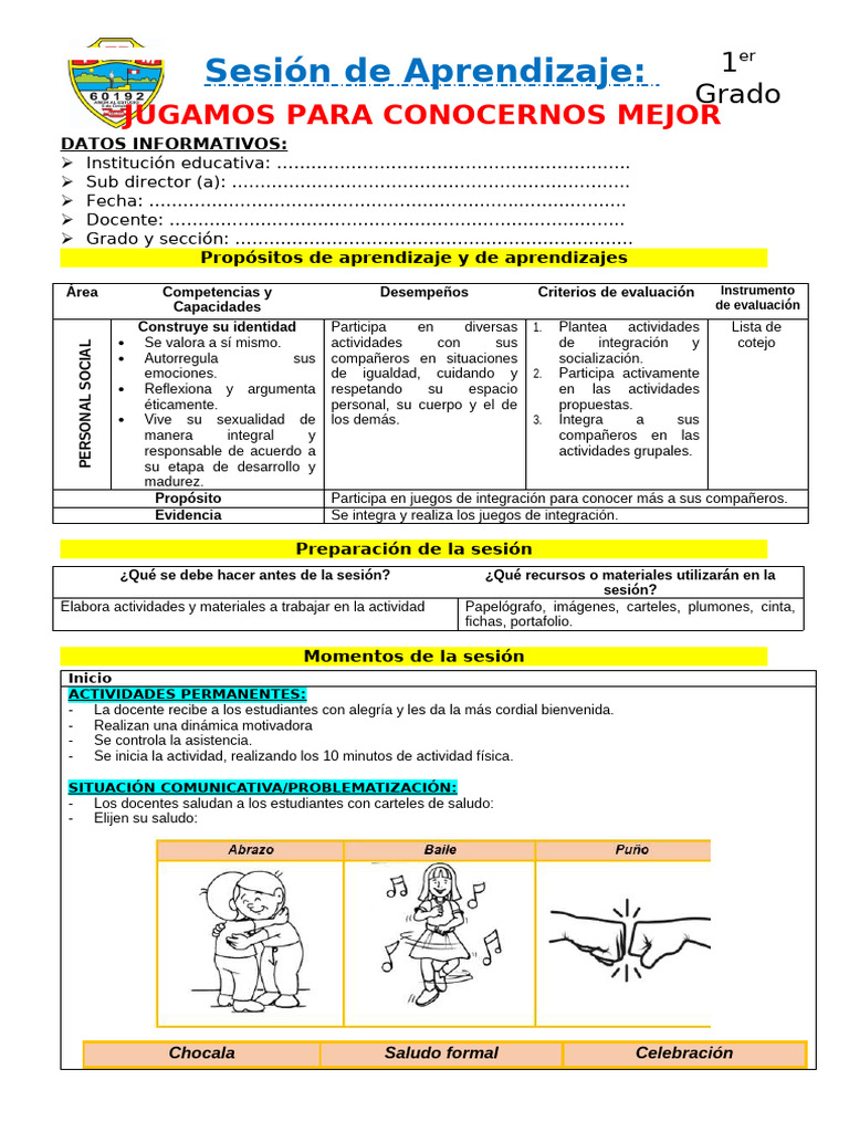 Juegos de Integración en Personal Social | PDF | Papel | Maestros