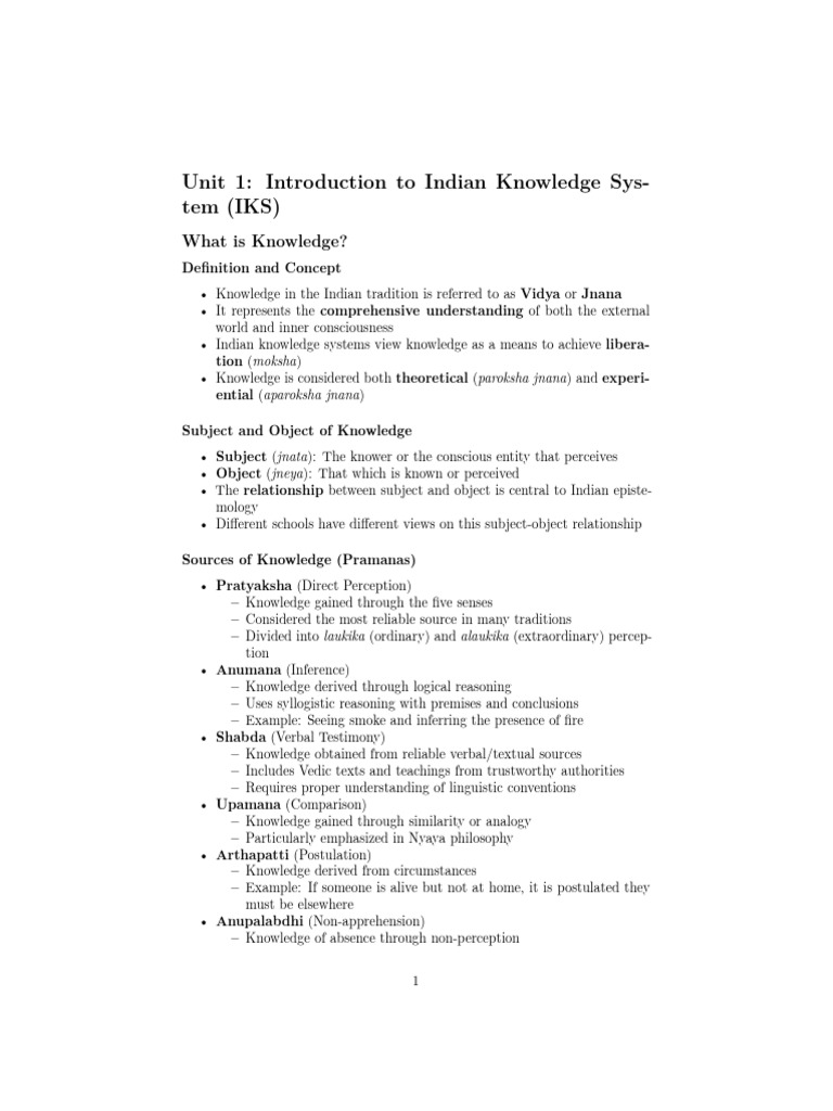 Unit1 Introduction To IKS | PDF | Vedas | Kama
