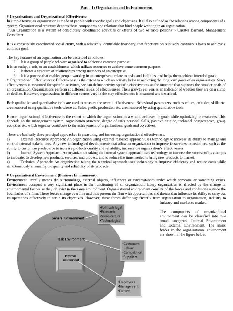 Part I The Organization and Its Environment 1 | PDF | Organizational ...