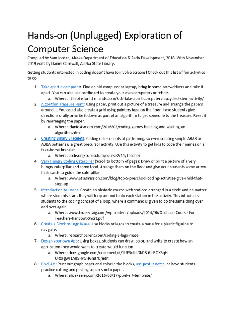 HandsOn-Unplugged-Activities | PDF | Computing | Computer Science