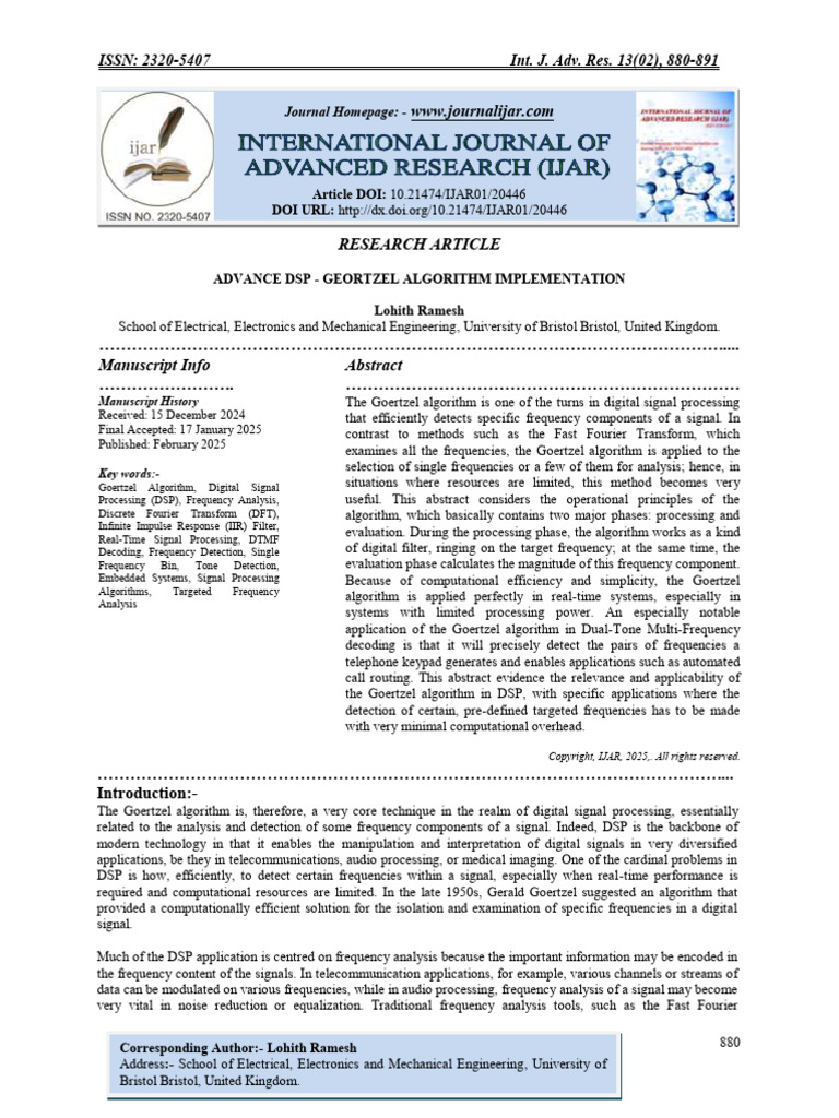Advance DSP - Geortzel Algorithm Implementation | PDF | Digital Signal Processing | Program ...