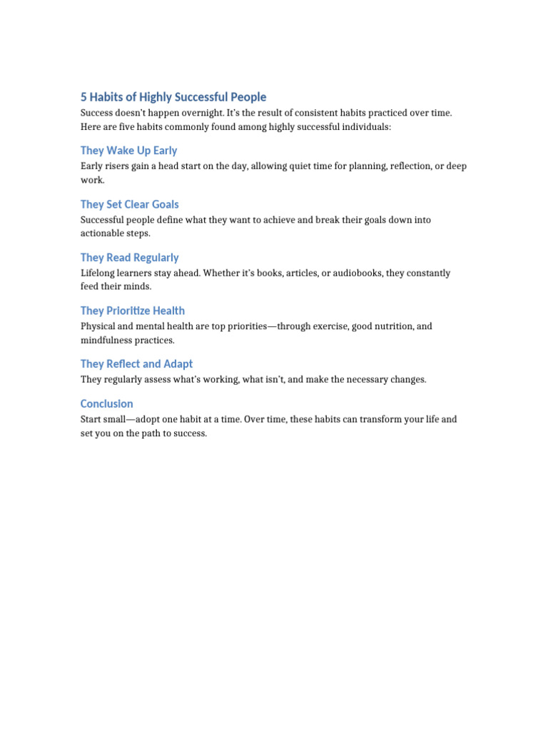 5 Habits of Highly Successful People | PDF