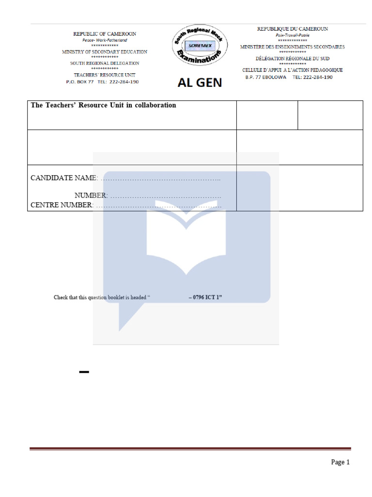 0796 Ict Al P1 Soremex 2025 | PDF | Computer Engineering | Computer Architecture