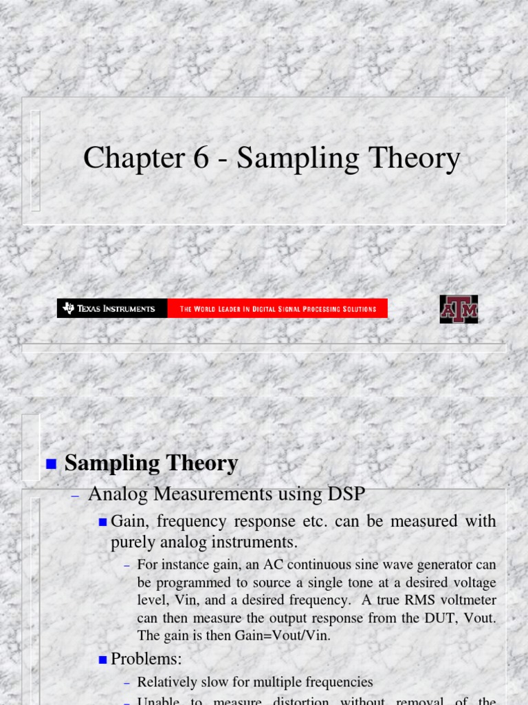 Chapter 6 - Sampling Theory | PDF | Sampling (Signal Processing ...