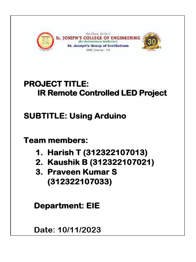 IR Remote Controlled LED Project2 | PDF | Remote Control | Arduino