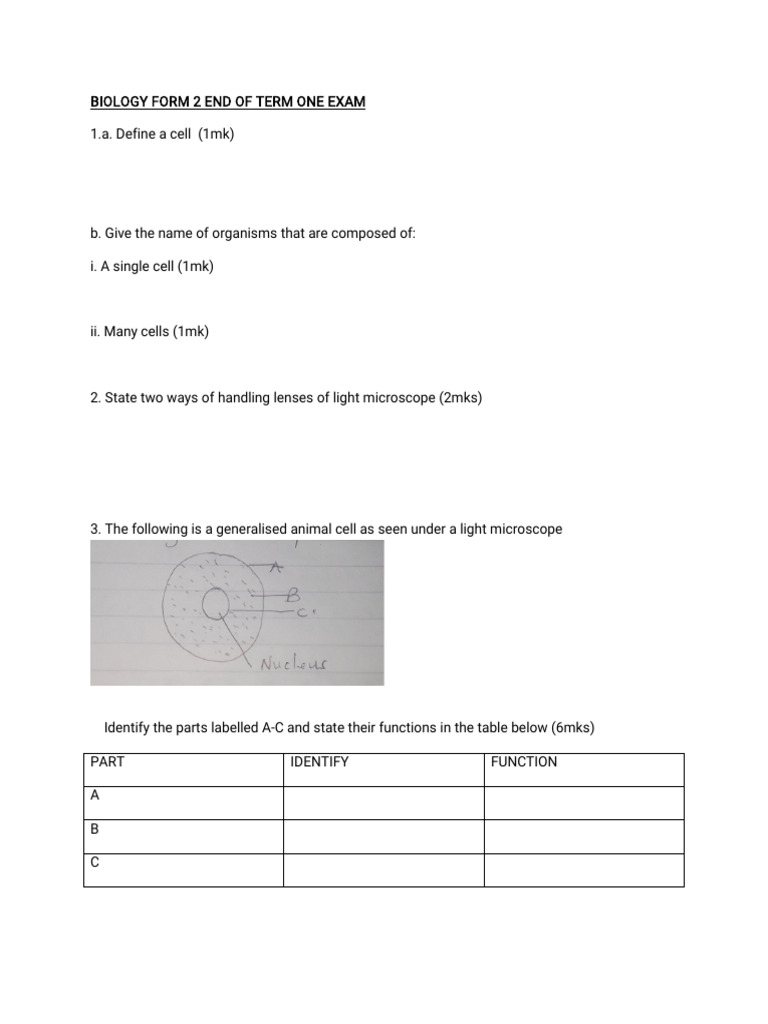 BIOLOGY FORM 2-WPS Office | PDF