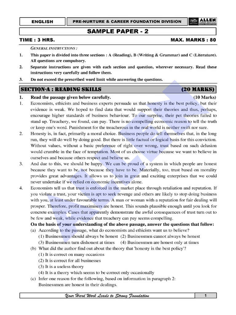 Allen Eng QP2 | PDF