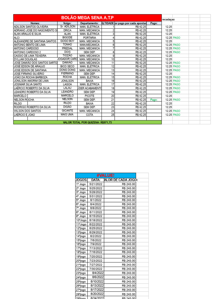 Bolao Mega Sena | PDF