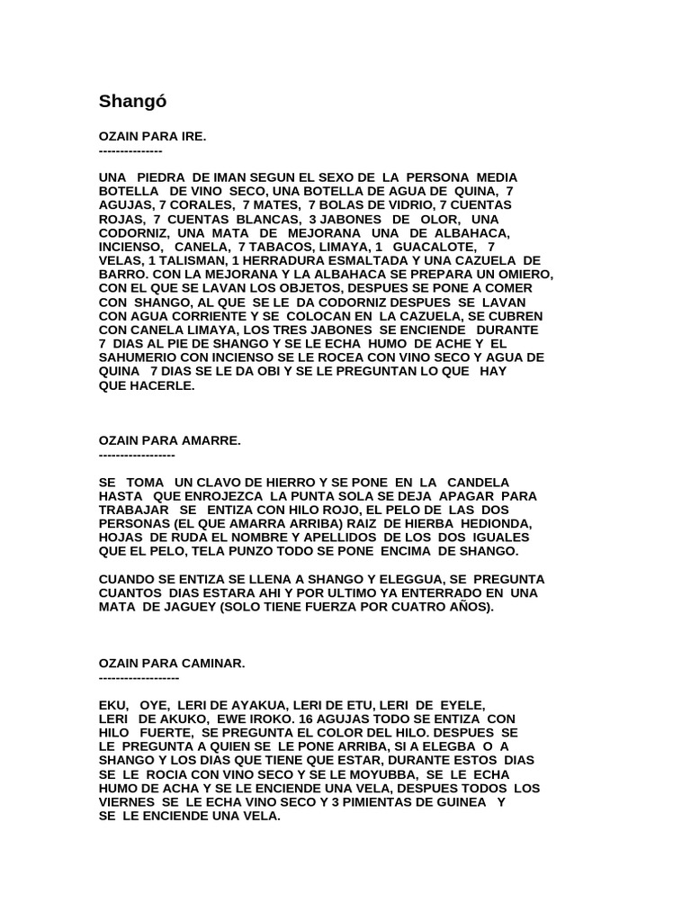 Obras Con Shango para Diversos Propositos | PDF