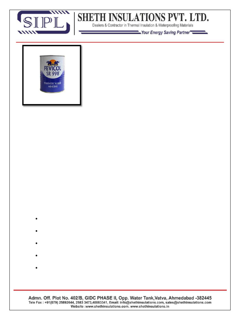 6.-Fevicol-SR-998 | PDF | Duct (Flow) | Adhesive