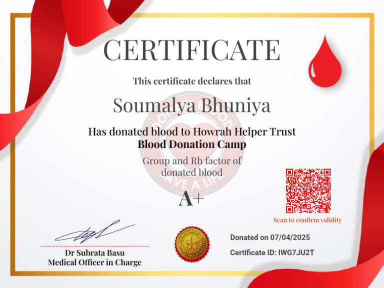 IWG7JU2T Blooddonation Certificate | PDF