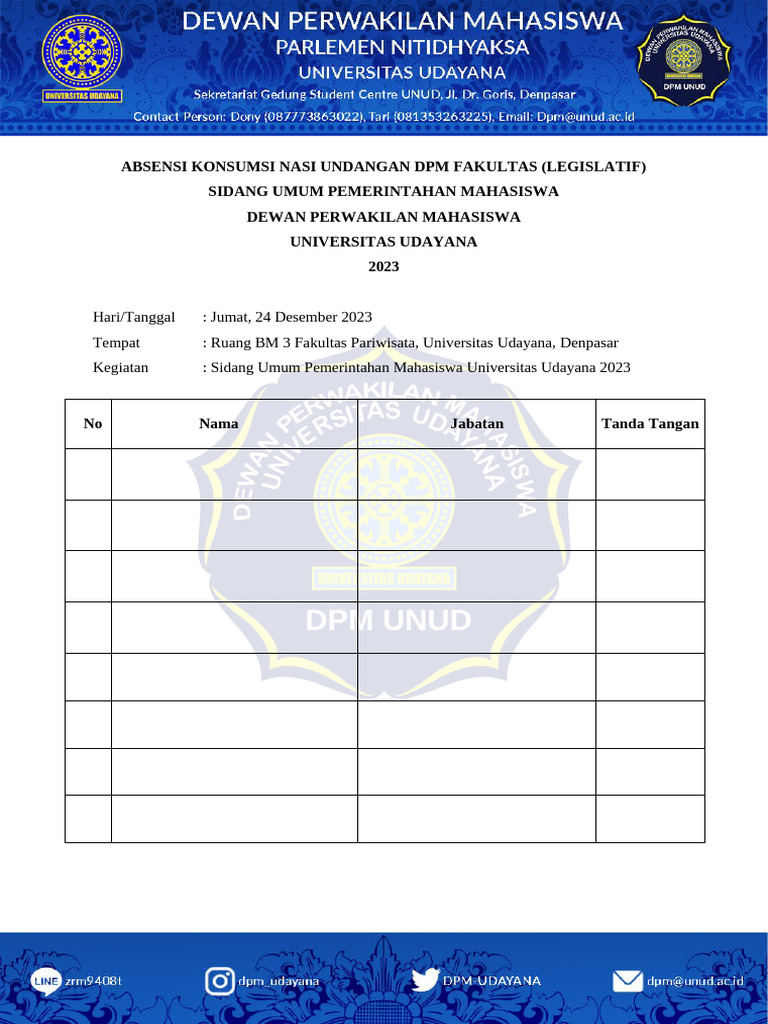 Absensi Konsumsi Nasi Undangan DPM Fakultas - 24 | PDF
