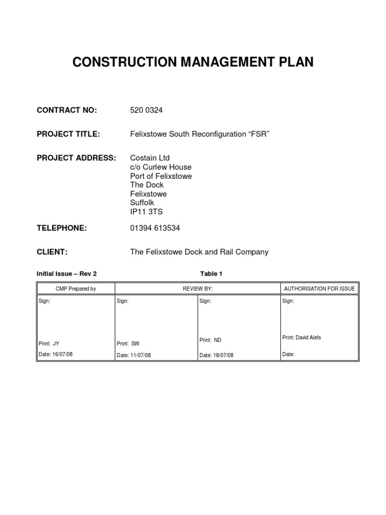 Construction Waste Management Plan Sample Waste Management Plan