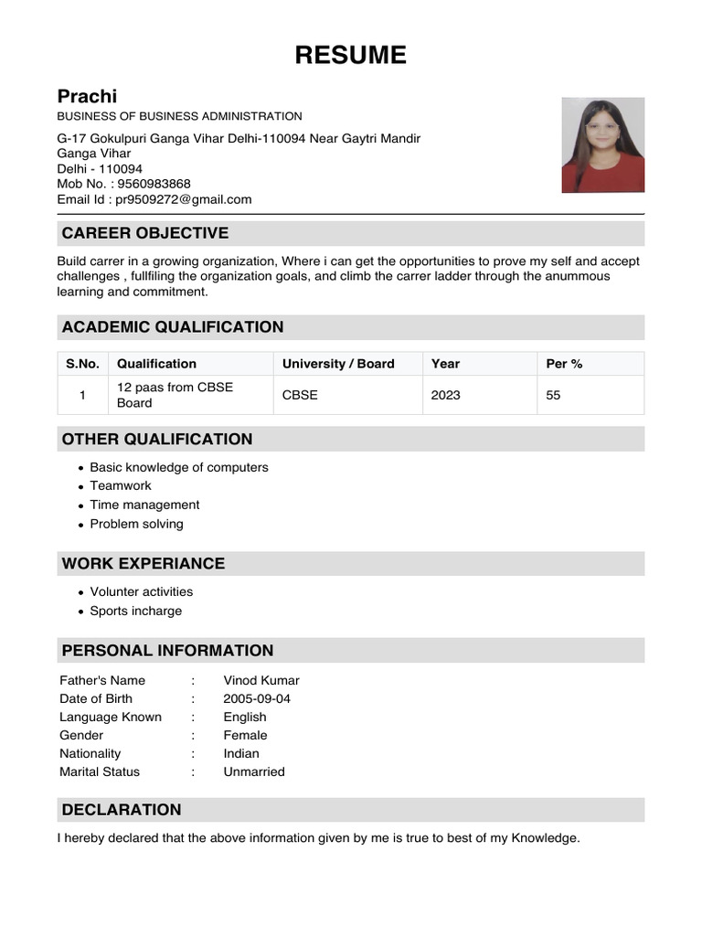 Prachi CV | PDF