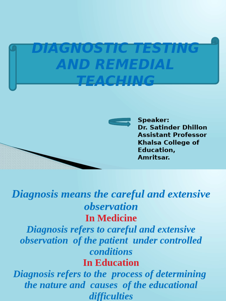 Diagnostic Testing in Education | PDF | Medical Diagnosis | Learning ...