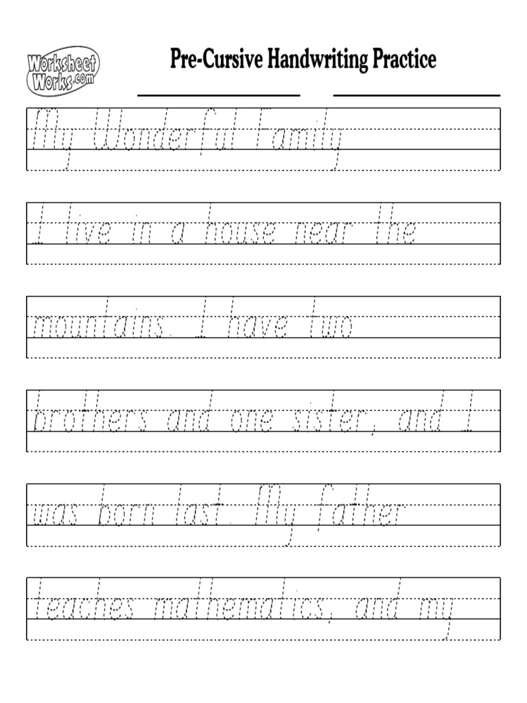 WorksheetWorks PreCursive Handwriting Practice 2 | PDF