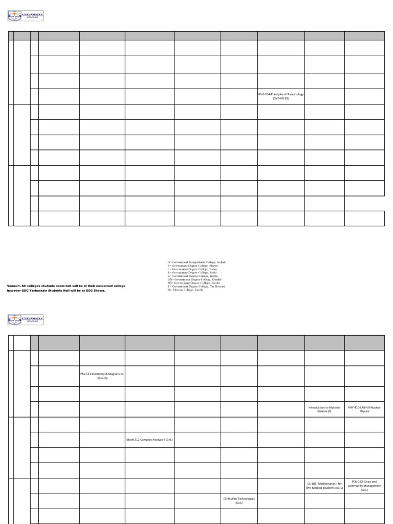 BS AD Date Sheet Fall 2024-Final Revised-II | PDF | Mathematics