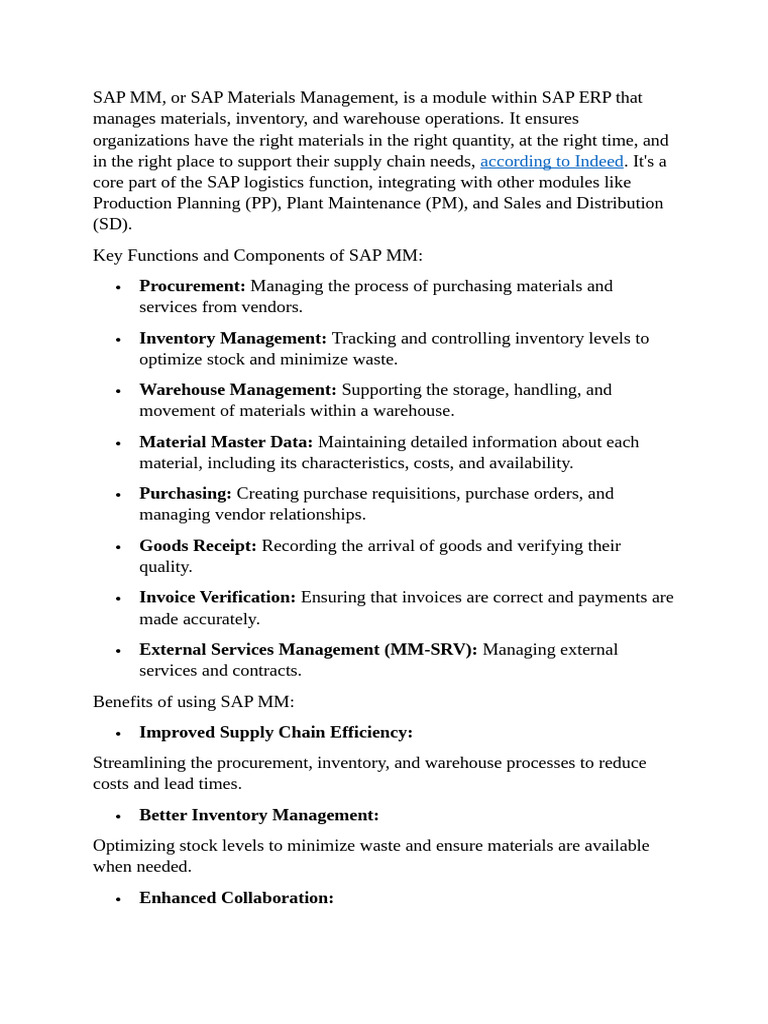 Sap MM | PDF