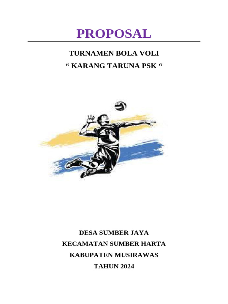 Proposal Bola Volly Karang Taruna PSK Desa Sumber Jaya Tahun 2024 | PDF
