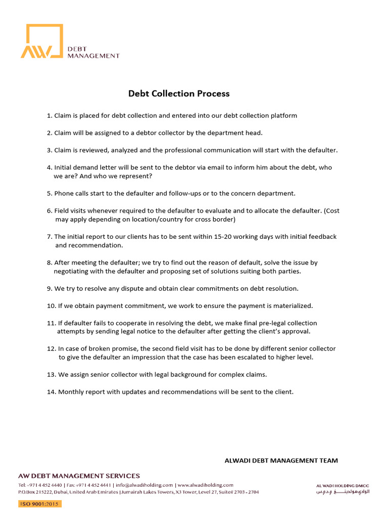 AW Debt Collection Process | PDF