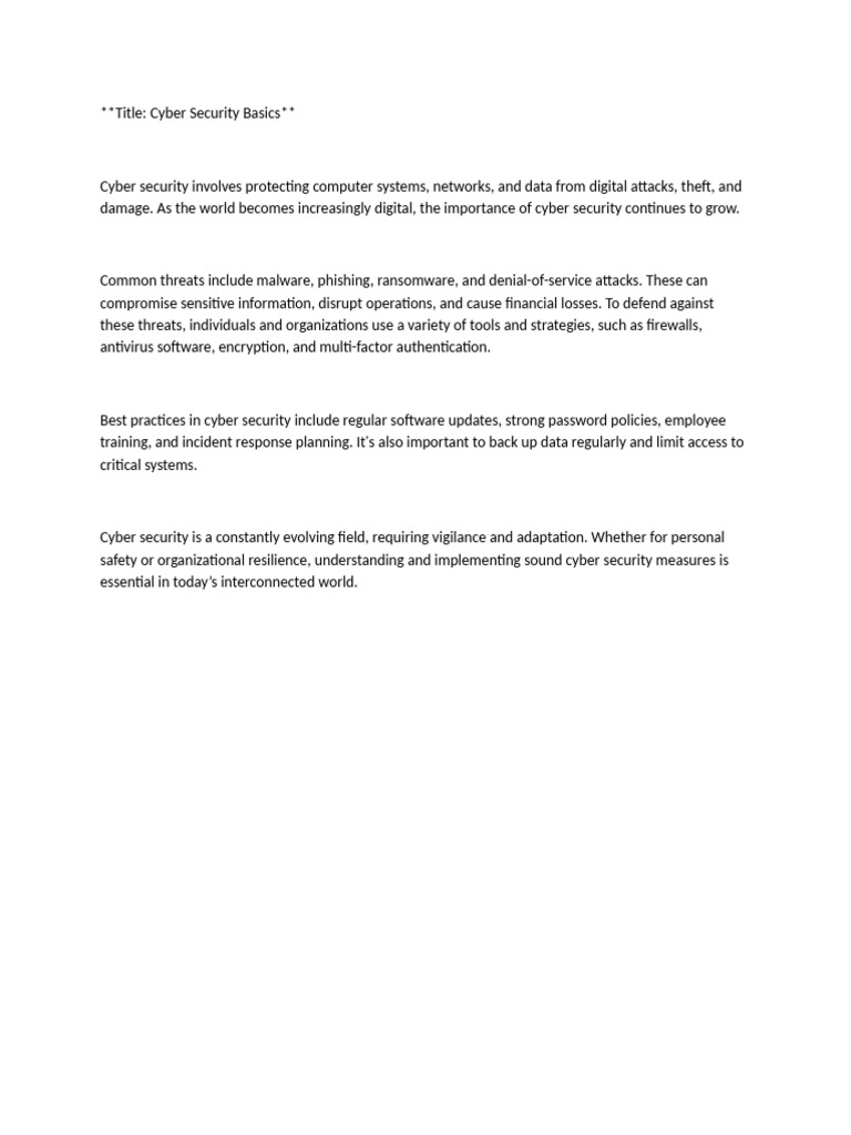 Essential Cyber Security Practices | PDF