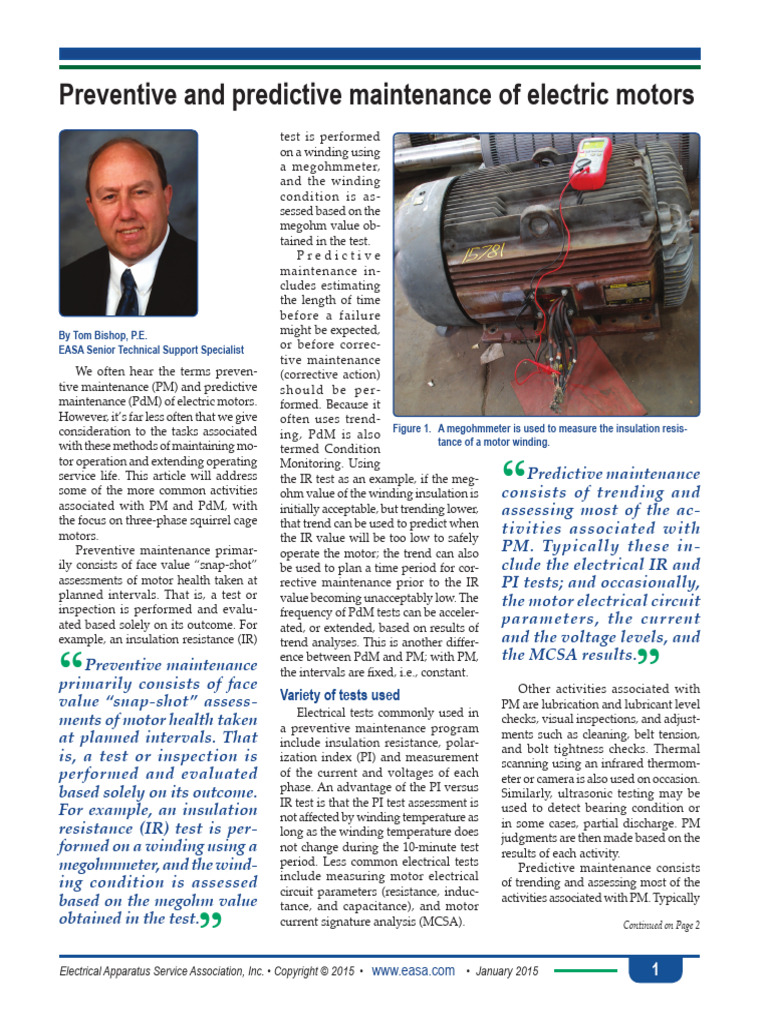 Preventive and Predictive Maintenance of Electric Motors: by Tom Bishop ...