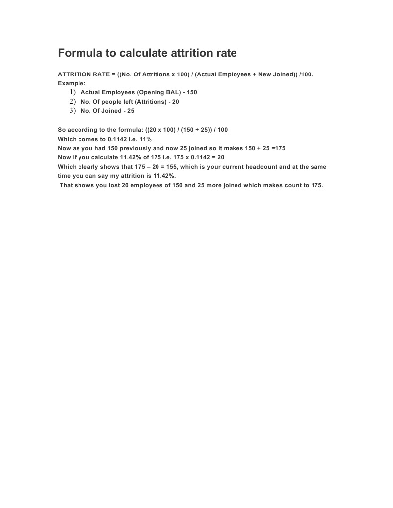 Attrition Rate Calculation Explained | PDF