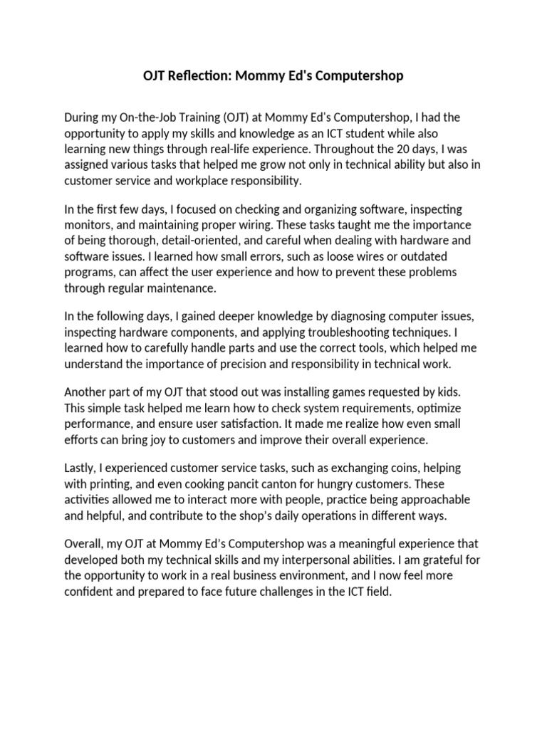 OJT Reflection | PDF