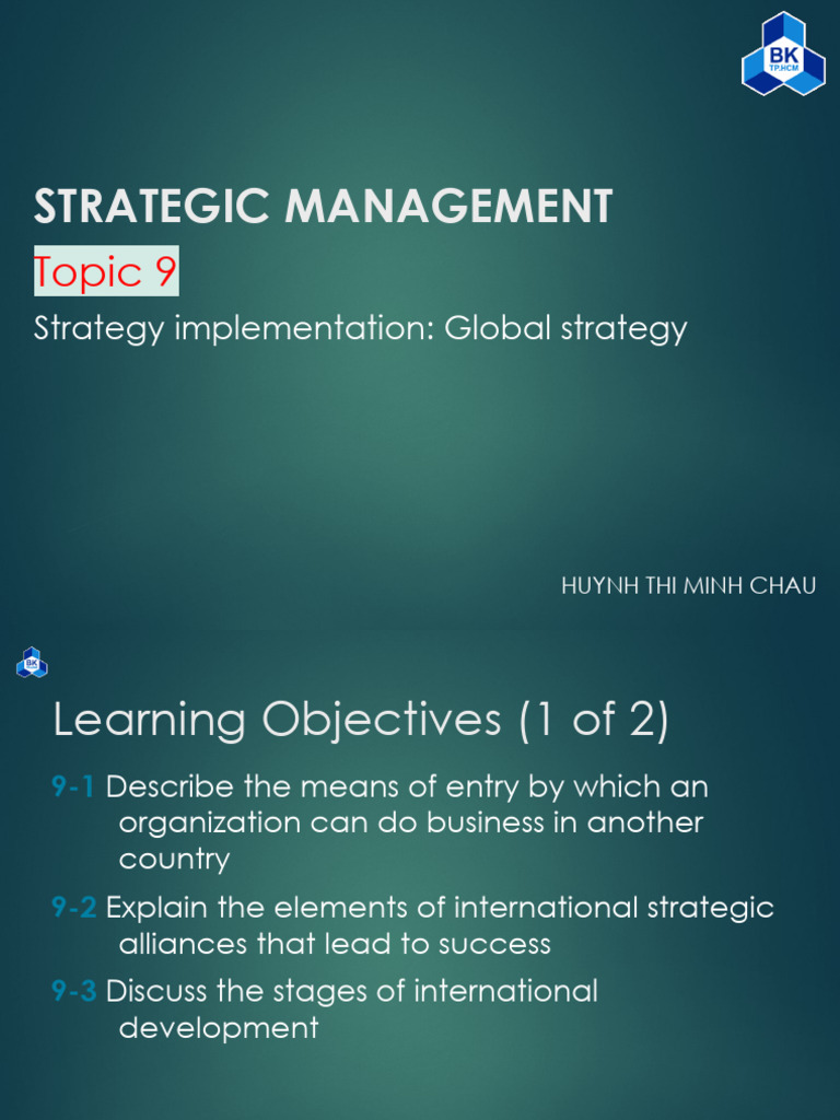 (Htmchau) Topic 9 - Strategy Implementation - Global Strategy | PDF ...