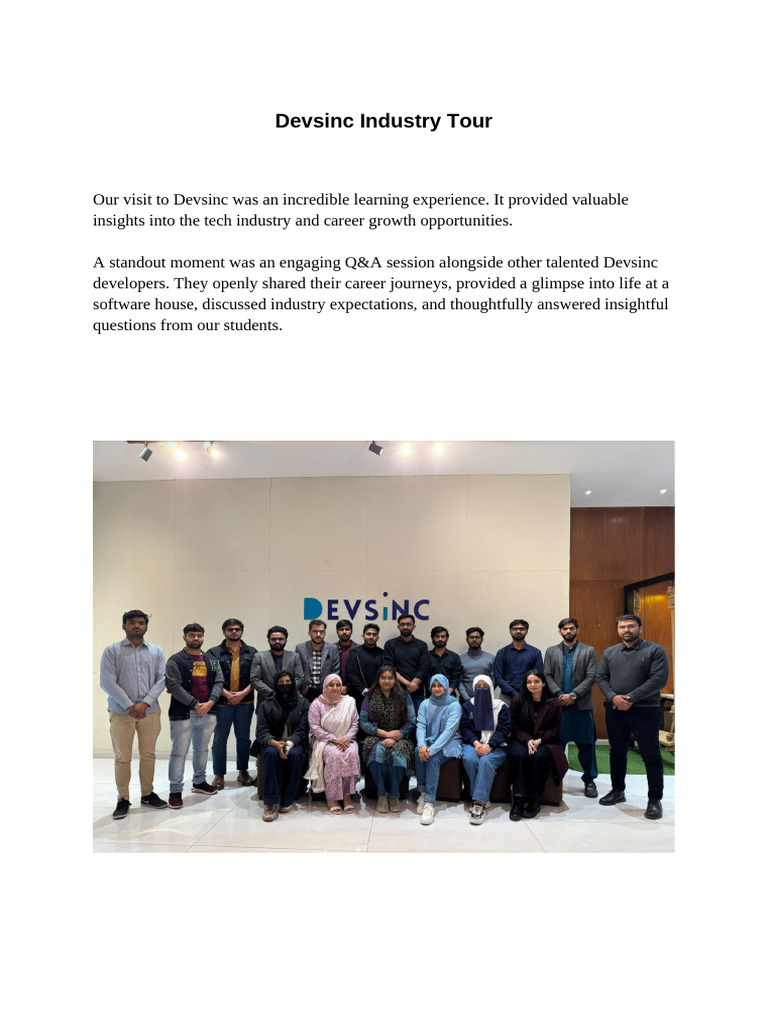 Devsinc Industry Tour | PDF