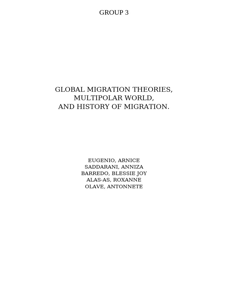 Global Migration Theories Explained | PDF | Human Migration | World ...