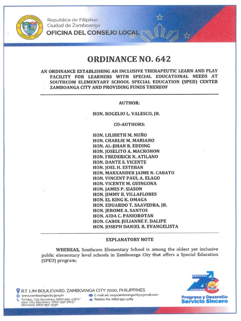 Ordinance No. 642_ocred | PDF | Special Education | Disability