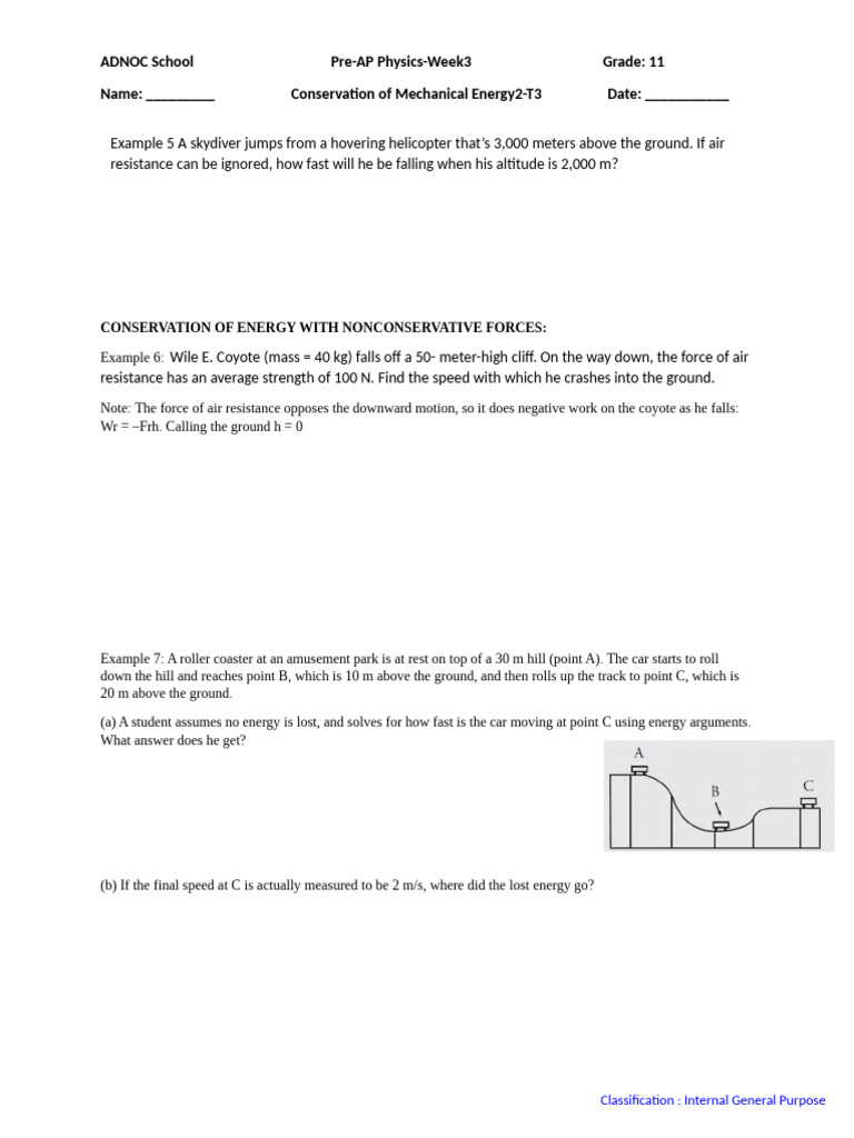 Energy Conservation with Nonconservative Forces | PDF