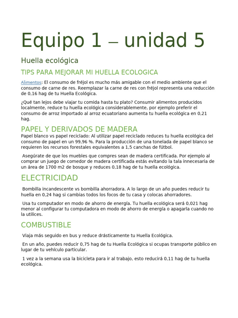 Mi Huella Ecologica | PDF