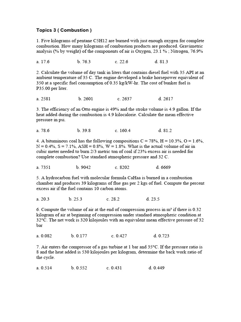 Topics 3 | PDF | Combustion | Fuels